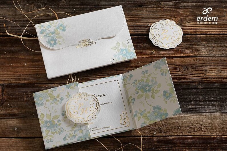 Floral Wedding Invitation Card Design Lux Thick Folded Cover - Etsy