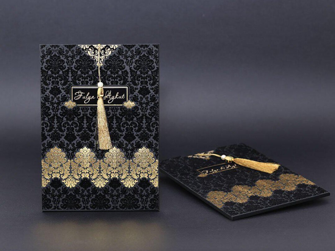 Black and Gold Velvet Wedding Invitation, Big, Elegant, Thick, Most ...