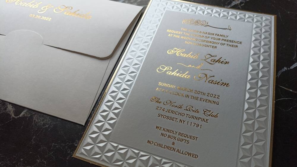 Simple Modern Wedding Invitation, Names Gold Foil Printed Custom ...