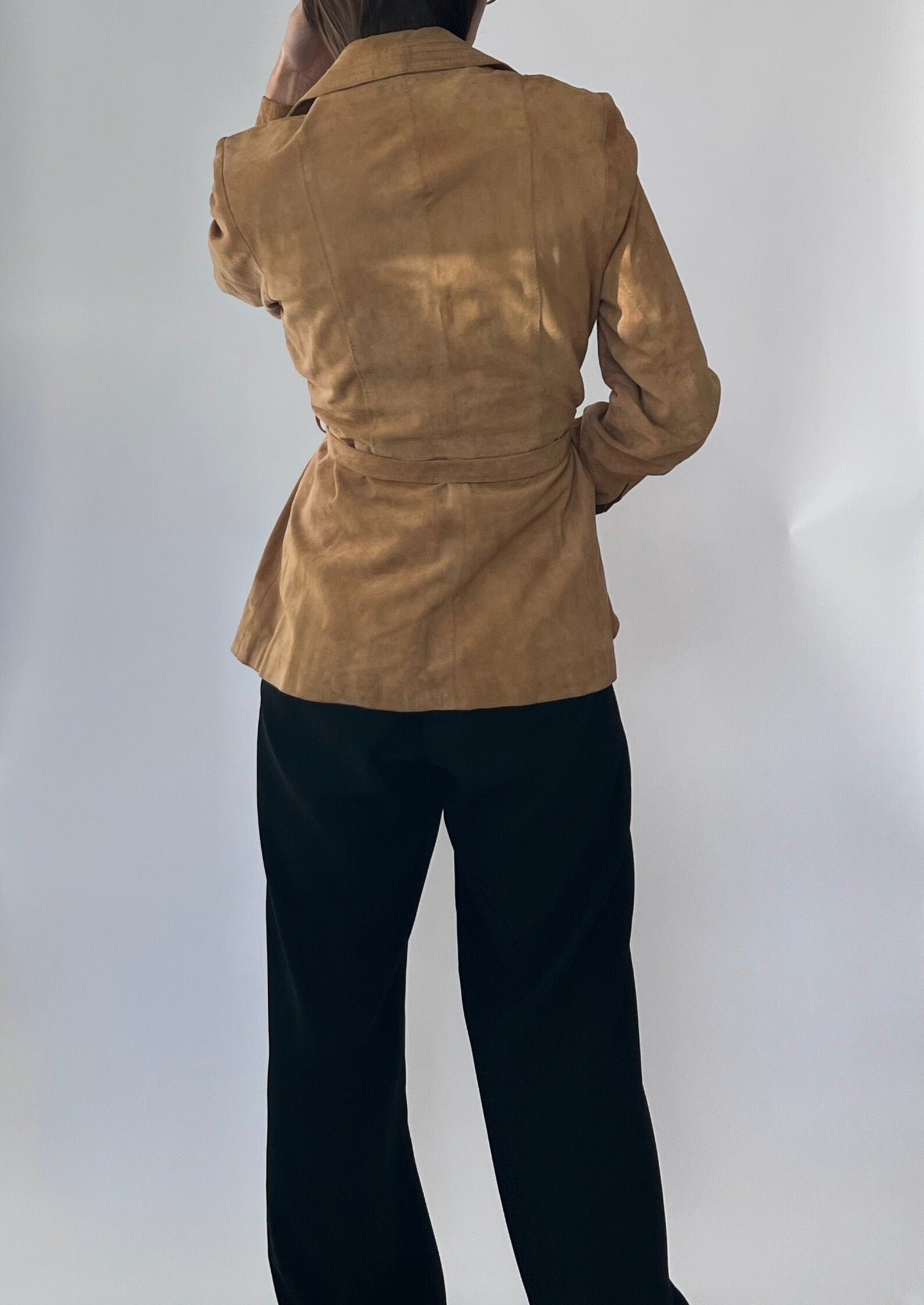 Neutral Suede Belted Shacket S/M, Suede Beige Jacket, Wrap Jacket - Etsy