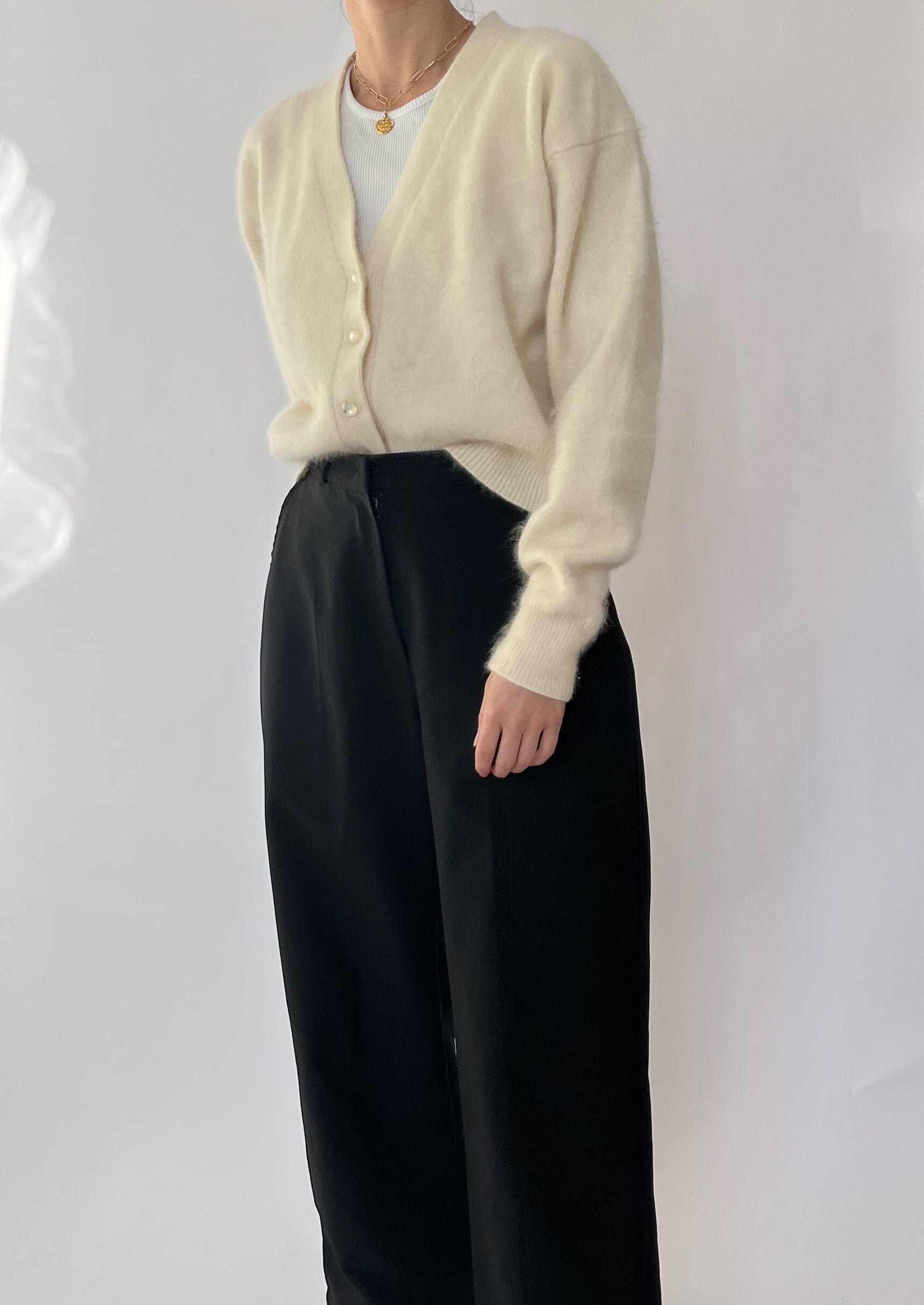 Cream Angora Cardigan S/M, 90s Cream Cardigan, 90s White Angora ...