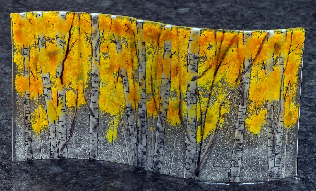 Fused Glass Birch Trees in Fall - Etsy