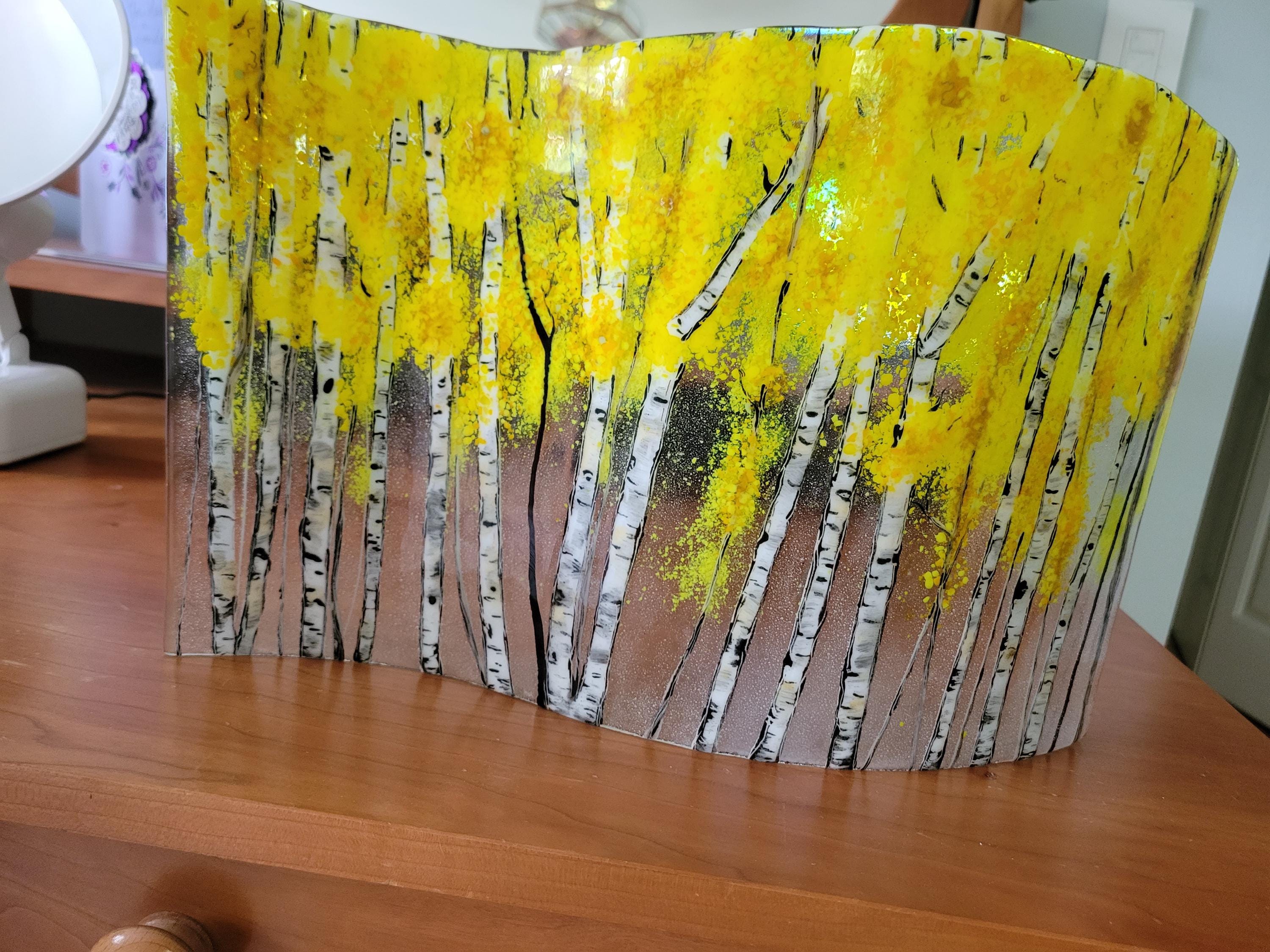 Fused Glass Birch Trees in Fall - Etsy