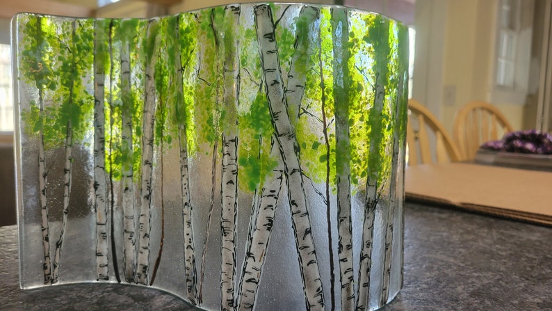Fused Glass Birch Trees in Spring - Etsy