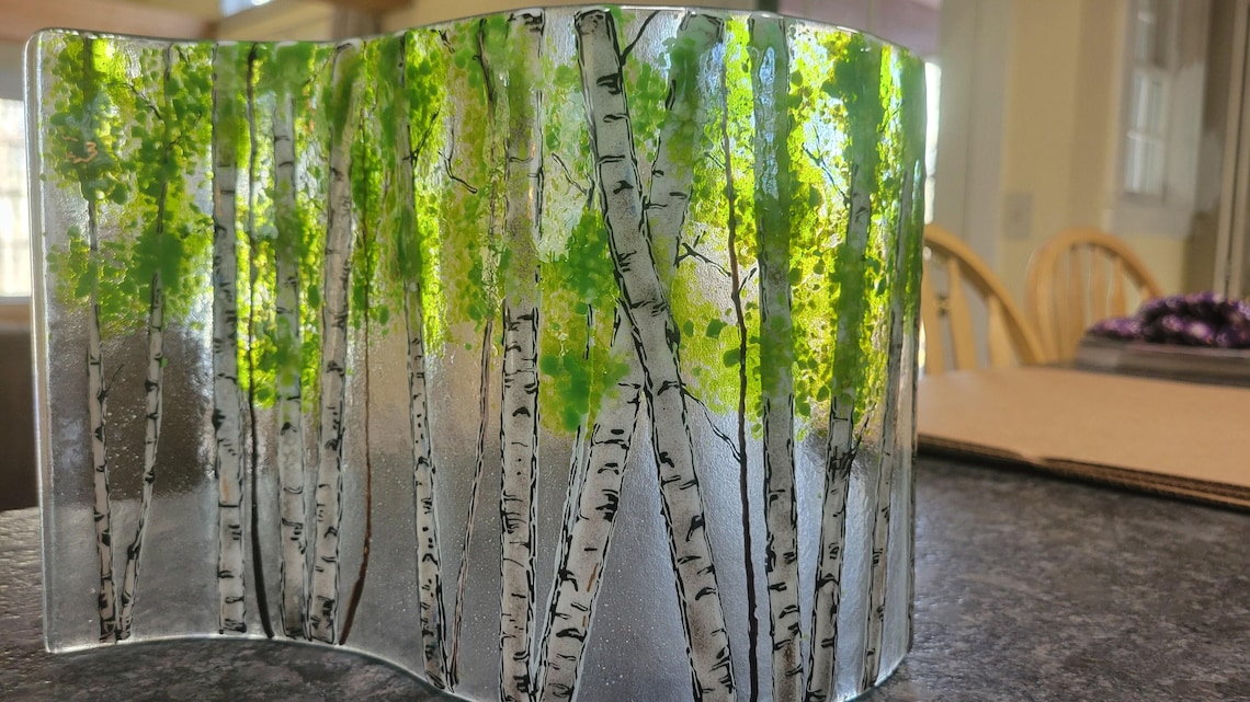 Fused Glass Birch Trees in Spring - Etsy