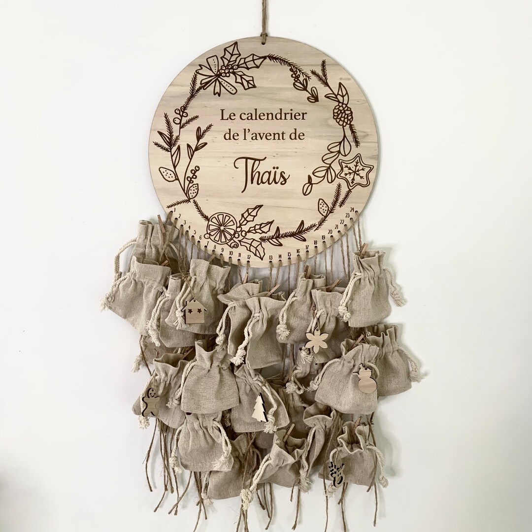 Advent Calendar Wooden Wreath - Etsy