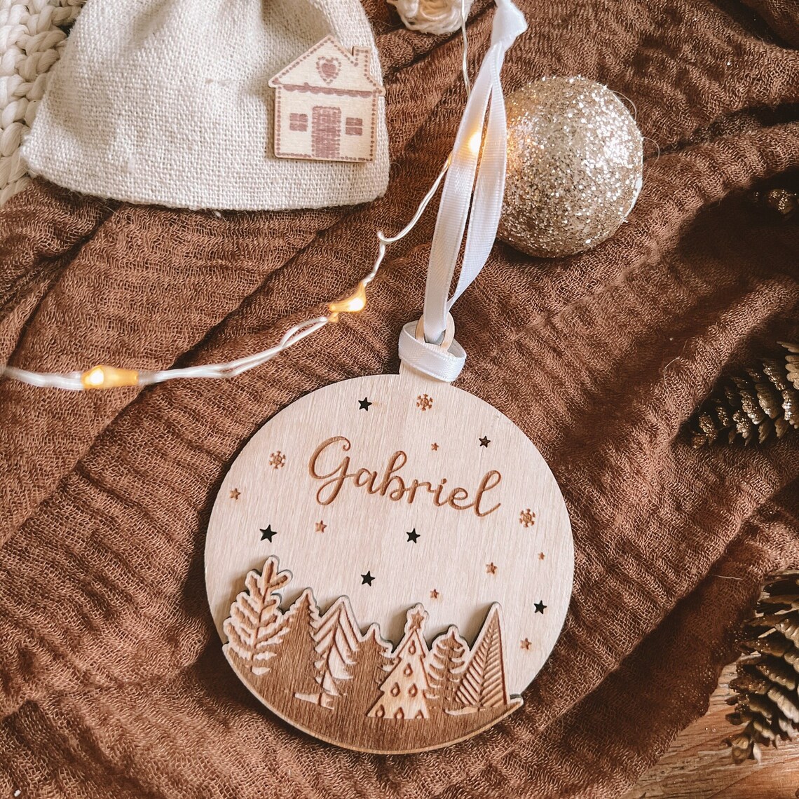 Wooden Forest Christmas Ball - Etsy