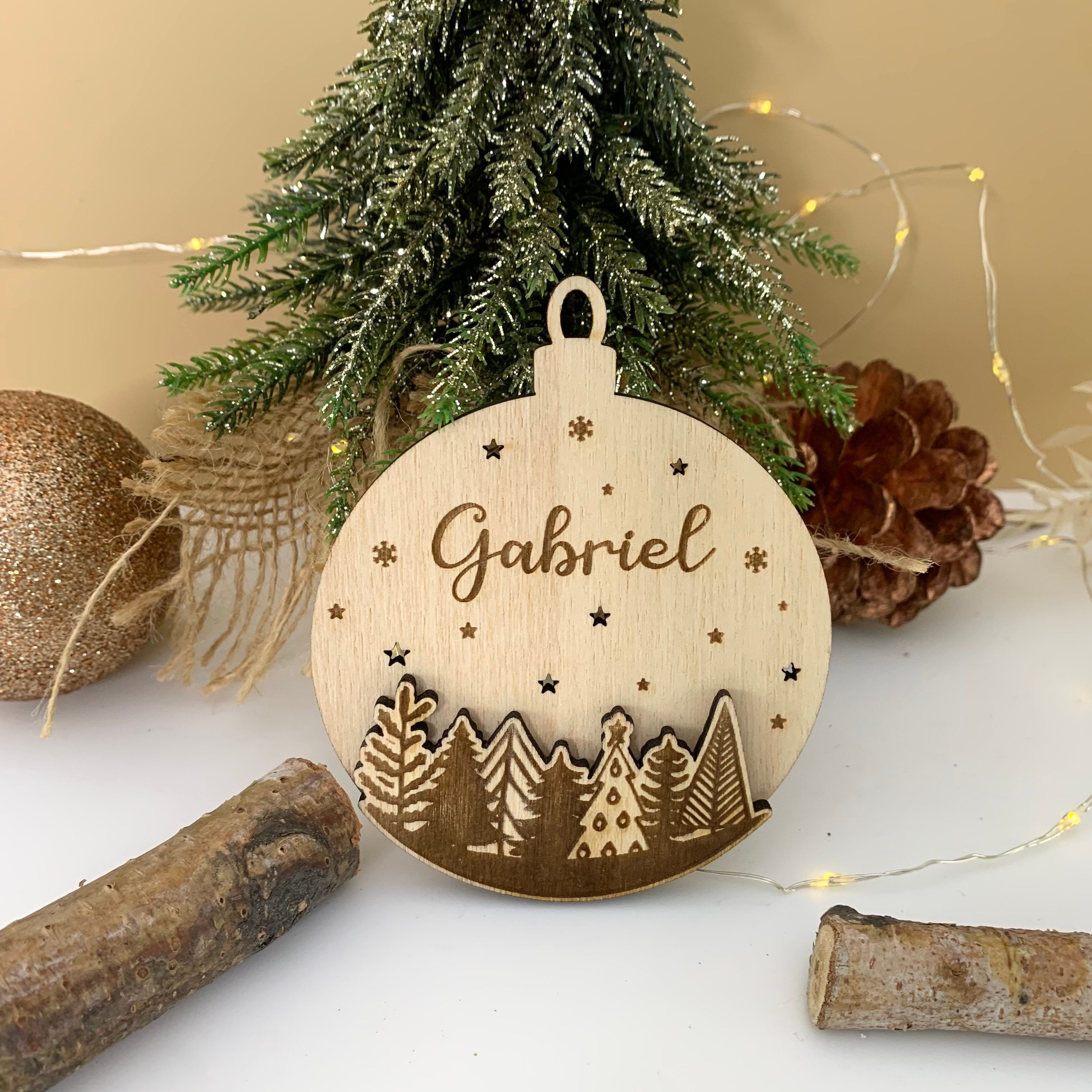 Wooden Forest Christmas Ball - Etsy