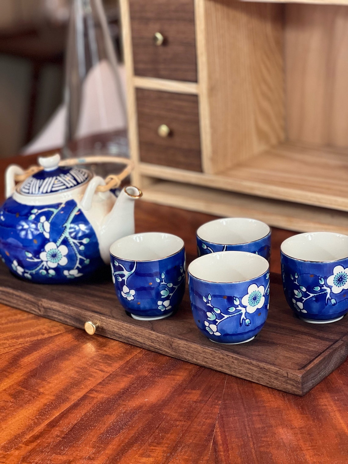 Tea Cabinet With Included Tea Set. Japanese Torii Gate Style - Etsy