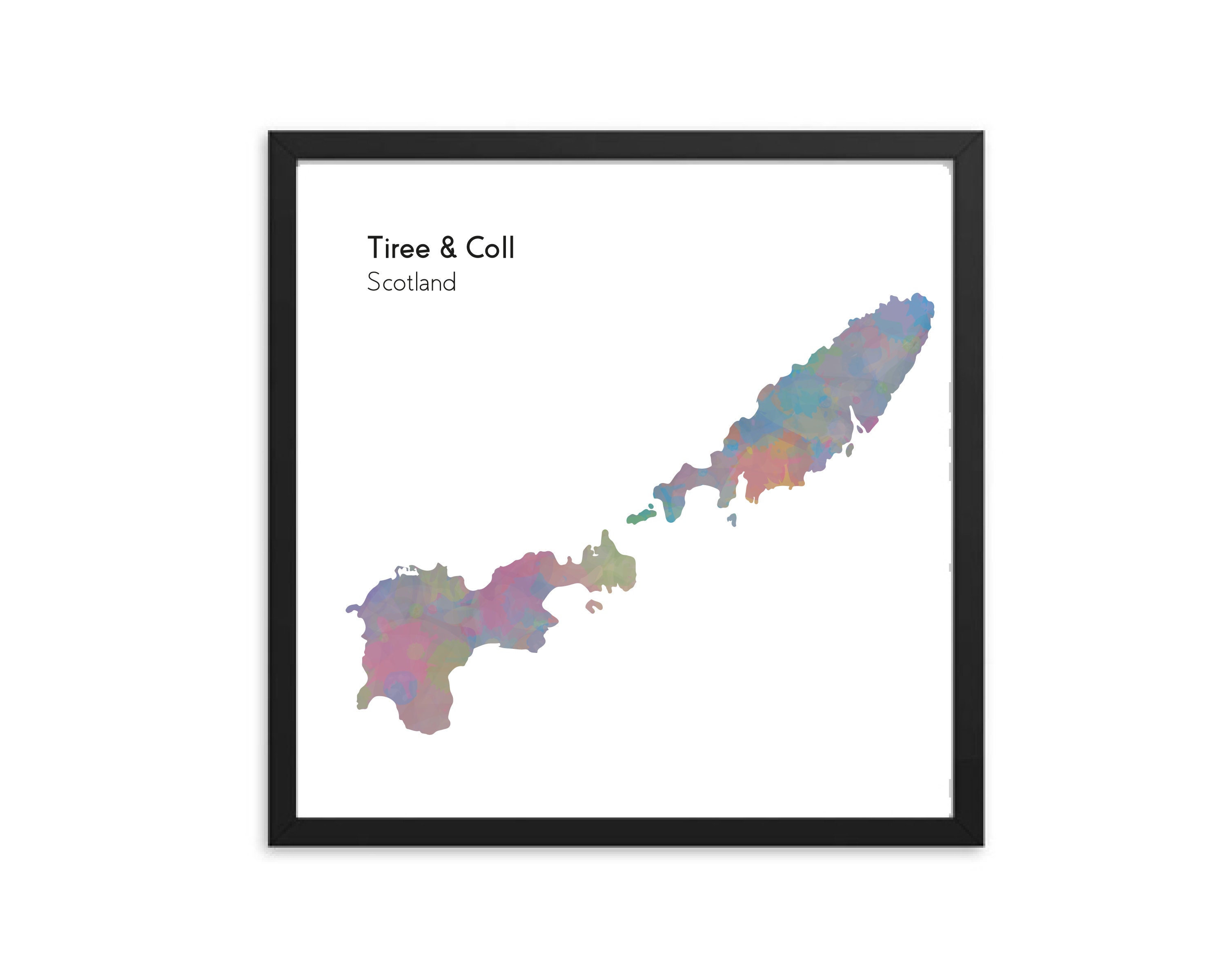 Isles of Tiree & Coll Print Map Island Scotland Gift | Etsy