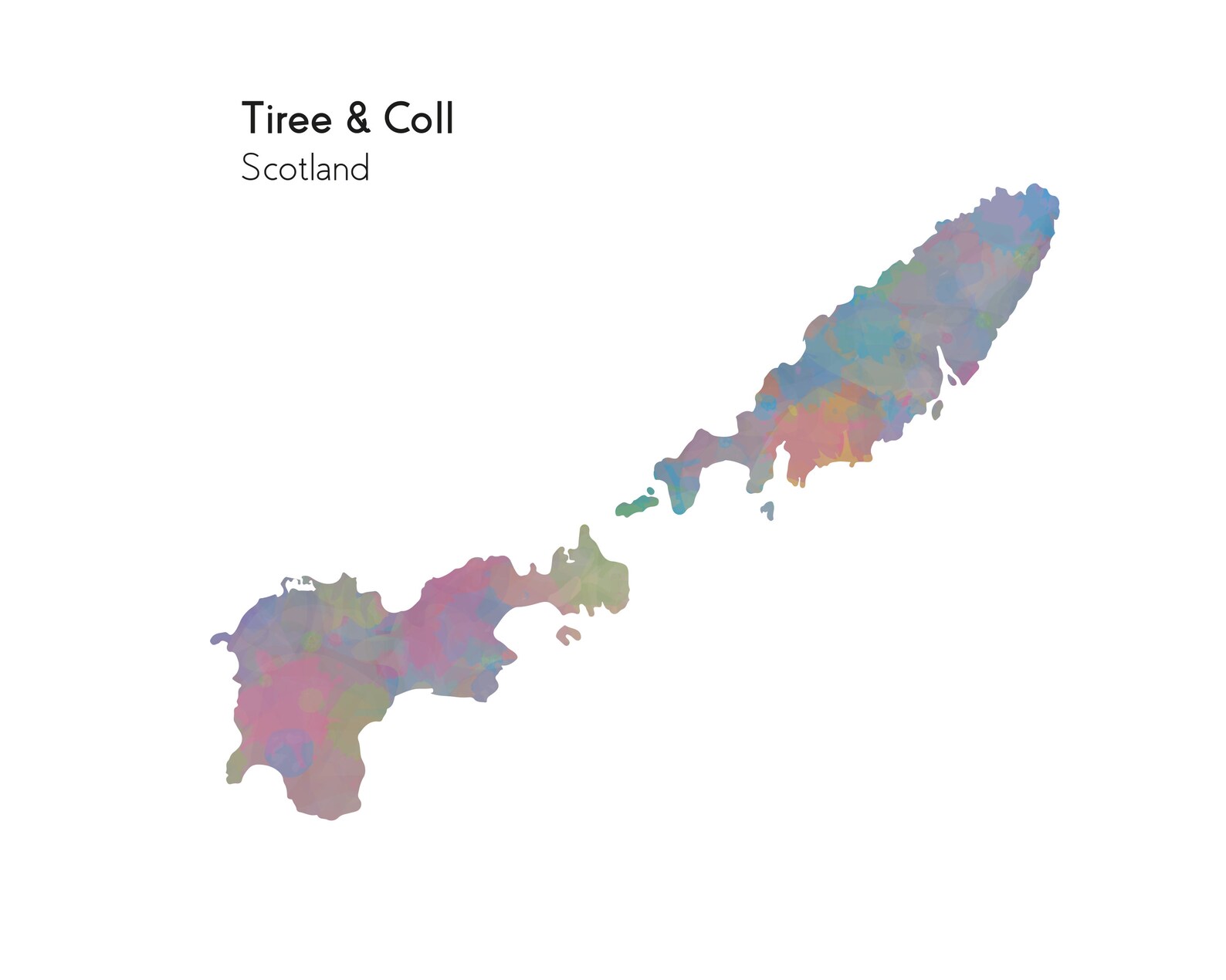 Isles of Tiree & Coll Print Map Island Scotland Gift | Etsy