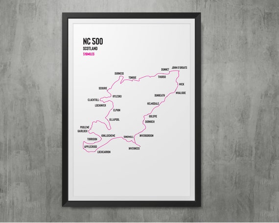 North Coast 500 Print Map Gift Route NC500 - Etsy