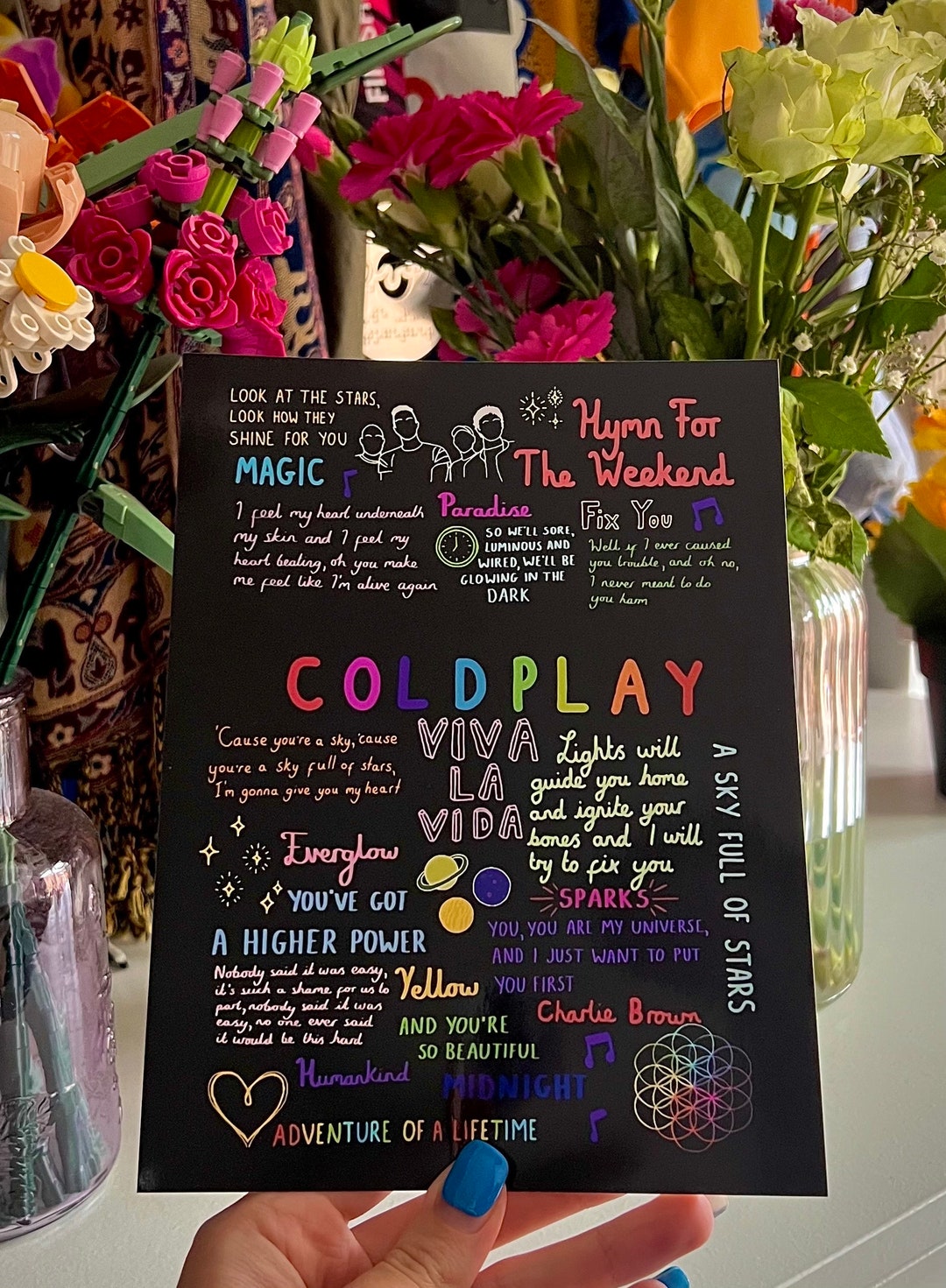 Coldplay Print COLOUR Lyric Print Music Poster Gallery Wall, Living ...