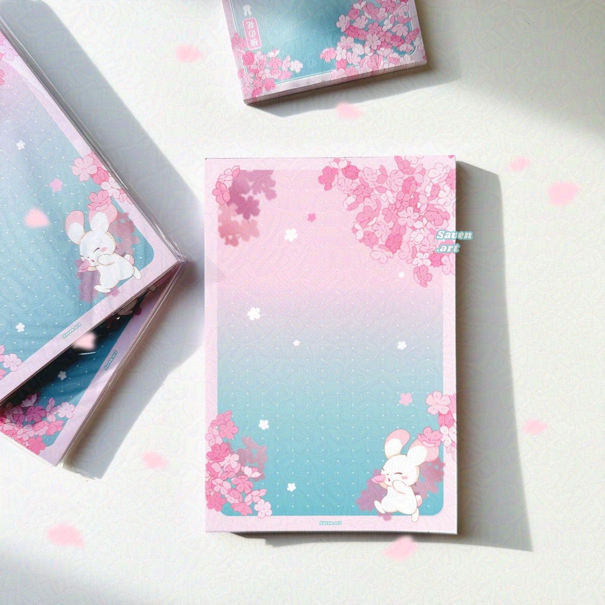 Notepad, Cherry Blossom, Sakura, Cute Bunny - Etsy