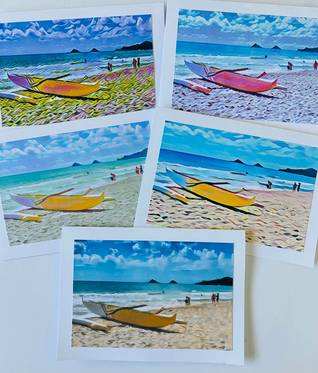 Hawaii Beach Outrigger Canoe Card Set: Aloha Art Cards - Etsy
