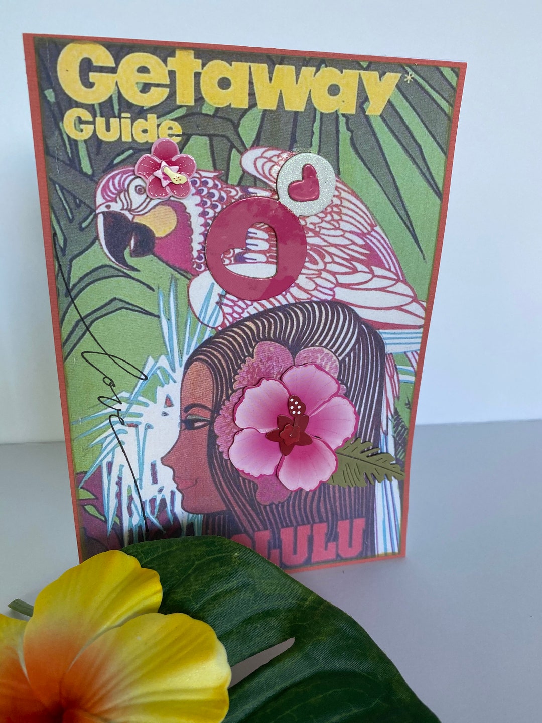 Retro Honolulu Hawaii Travel Poster Card, Aloha Greetings, Vintage ...
