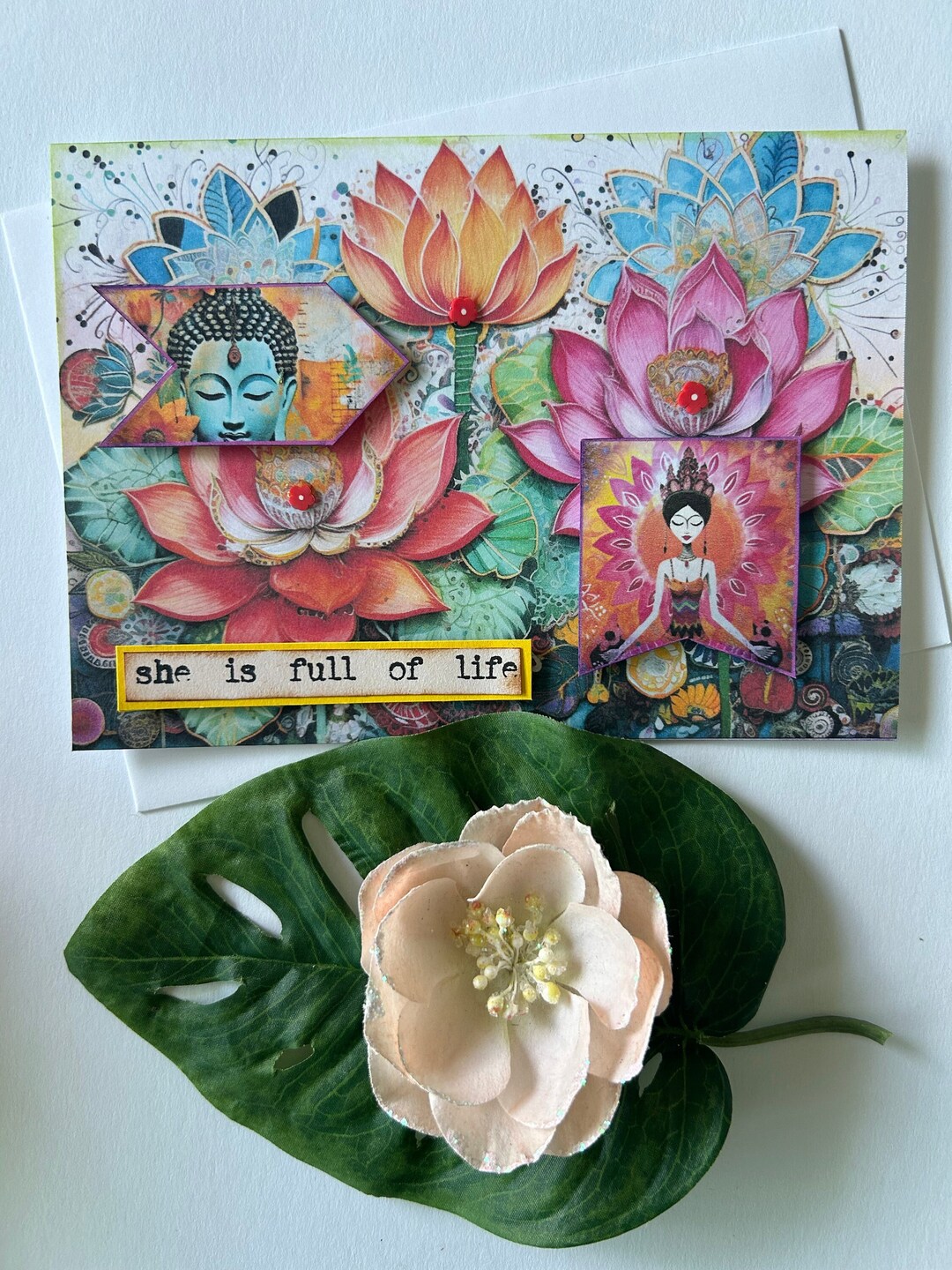 Lotus Flower Card Set, Namaste, Buddha, Bali Cards, Indonesian Art ...