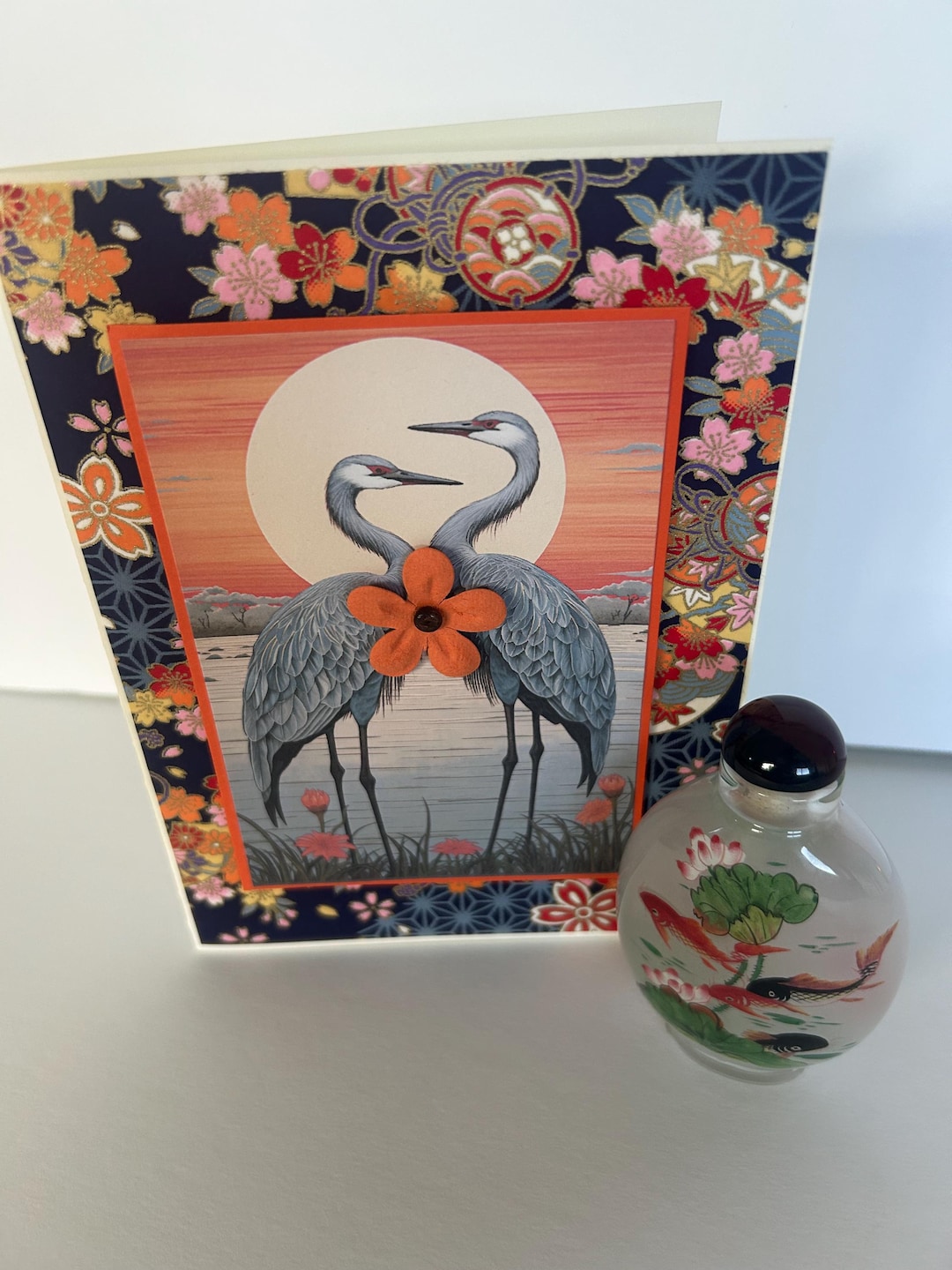 Japanese Crane Sympathy Card: Asian Grieving Card With Washi, Bird Art ...