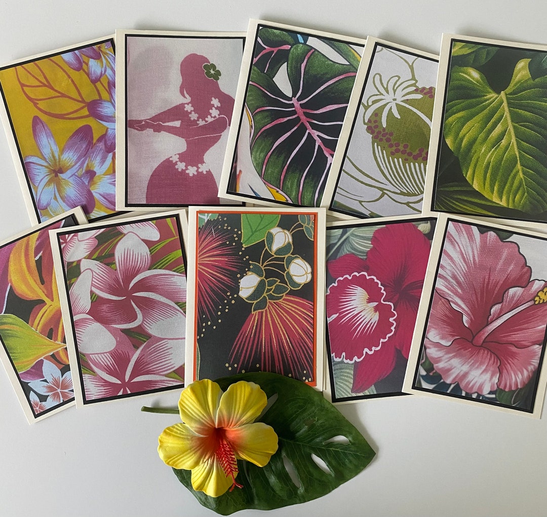 Hawaii Flower Notecards: Tropical Art Cards, Plumeria Cards (set of 10 ...