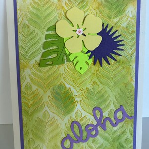 Hawaii Greeting Card, Hawaii Art, Embossed Tropical Aloha, Hibiscus ...