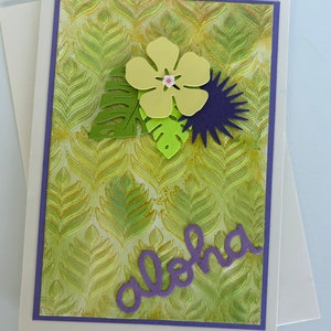 Hawaii Greeting Card, Hawaii Art, Embossed Tropical Aloha, Hibiscus ...