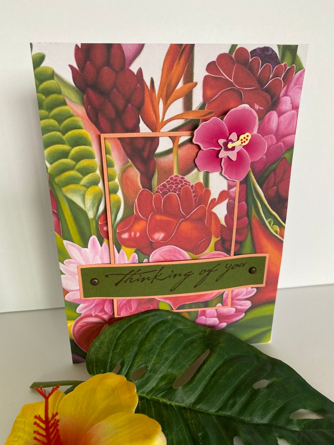 Handmade Hawaii Ginger Floral Card, Tropical Sympathy Card, Aloha ...