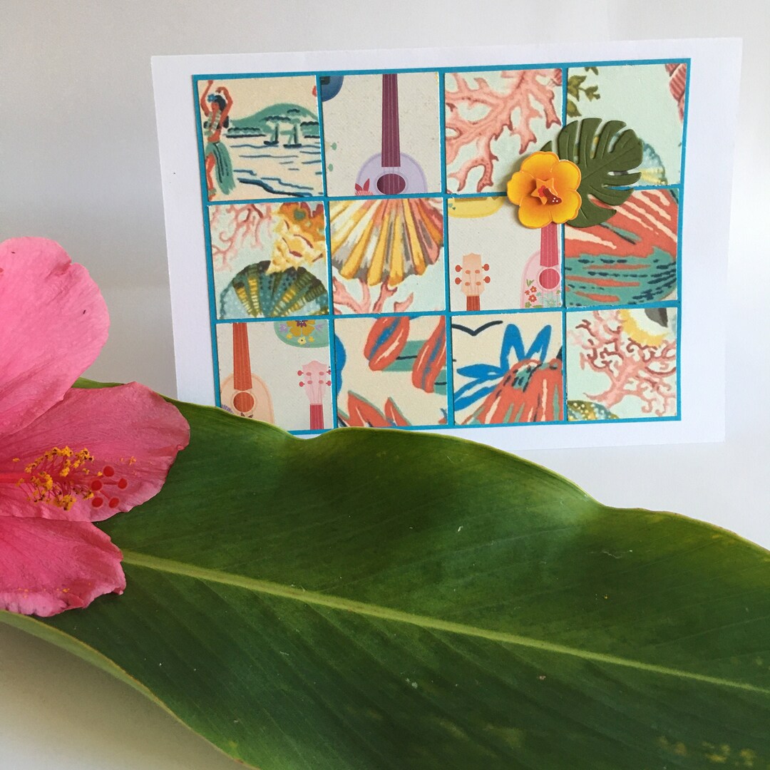 Retro Hawaii Hula Girl Aloha Card, Hawaii Vacation Card With Ukulele ...