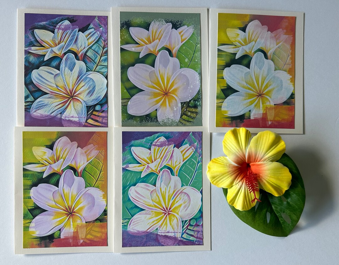 Hawaii Plumeria Notecards, Hawaii Floral Card Set, Fragrant Tropical ...