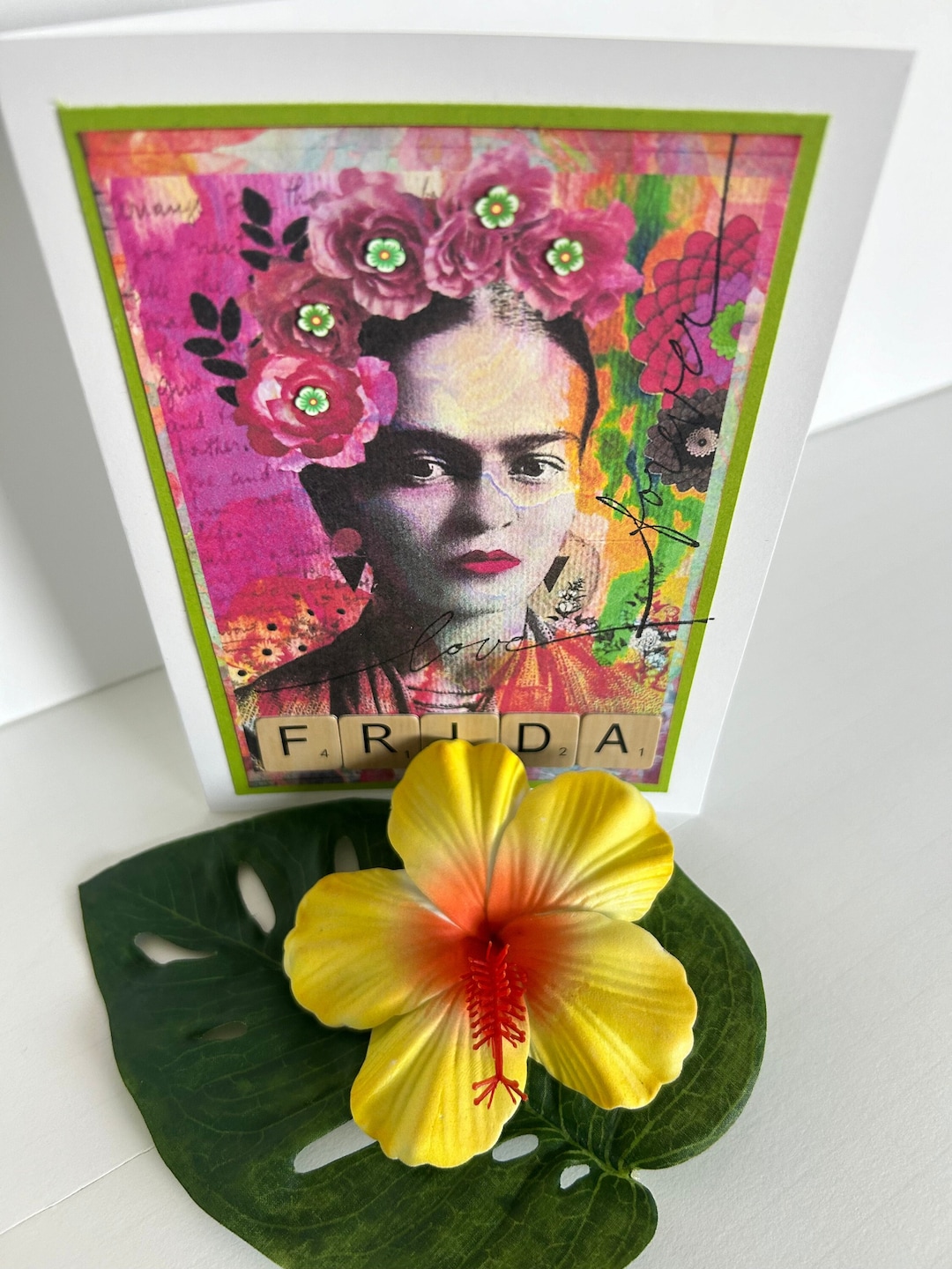 Frida Kahlo Altered Art Collage Card, Card for Her, Frida Scrabble Art ...
