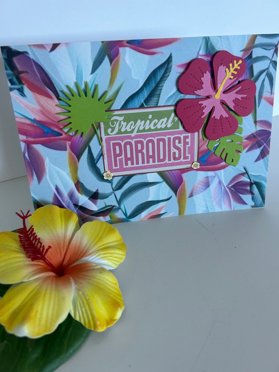 Hawaii Bird of Paradise Card, Tropical Flower, Handmade Retro Hawaii ...