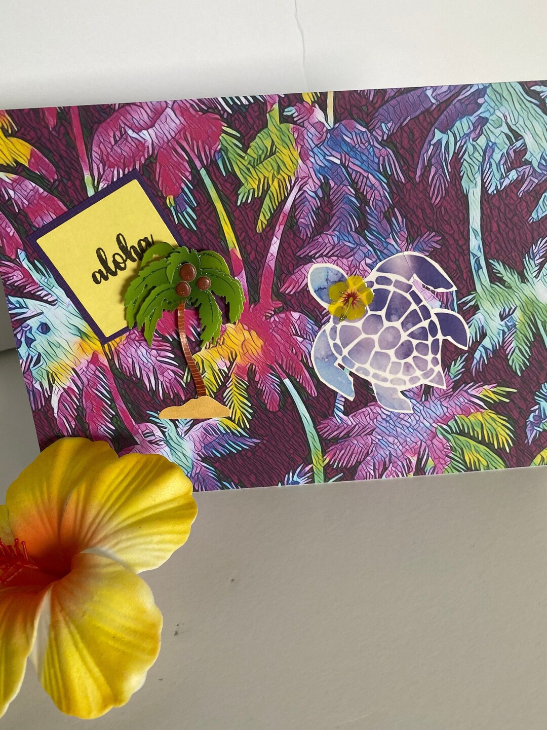 Hawaii Palm Tree Sea Turtle, Honu Surfing, Aloha Turtle, Palm Tree ...