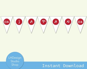 Japan Flag Printable Alphabet Banner - Includes All Letters, Numbers ...