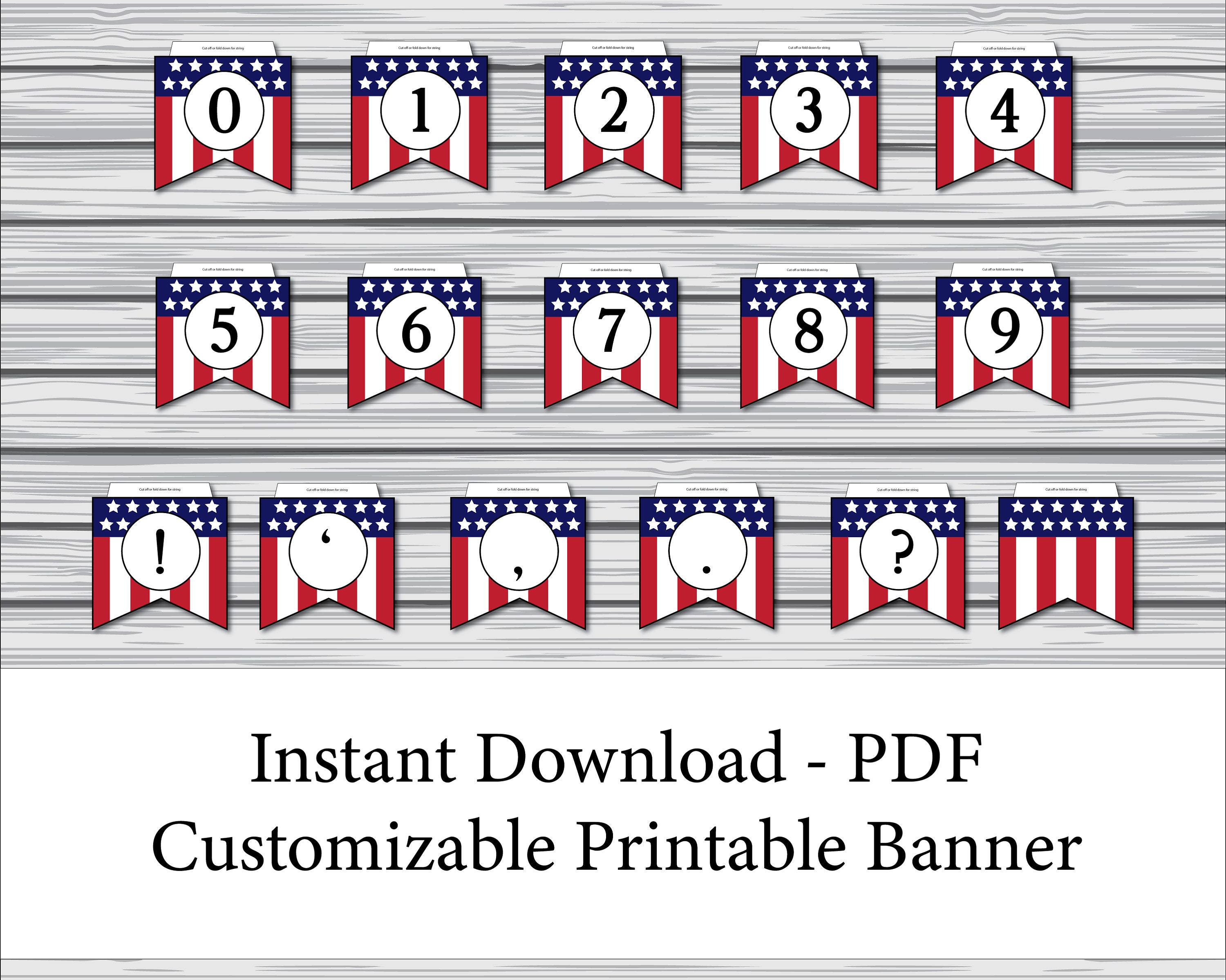 American Flag Customizable Printable Banner With Entire Alphabet ...