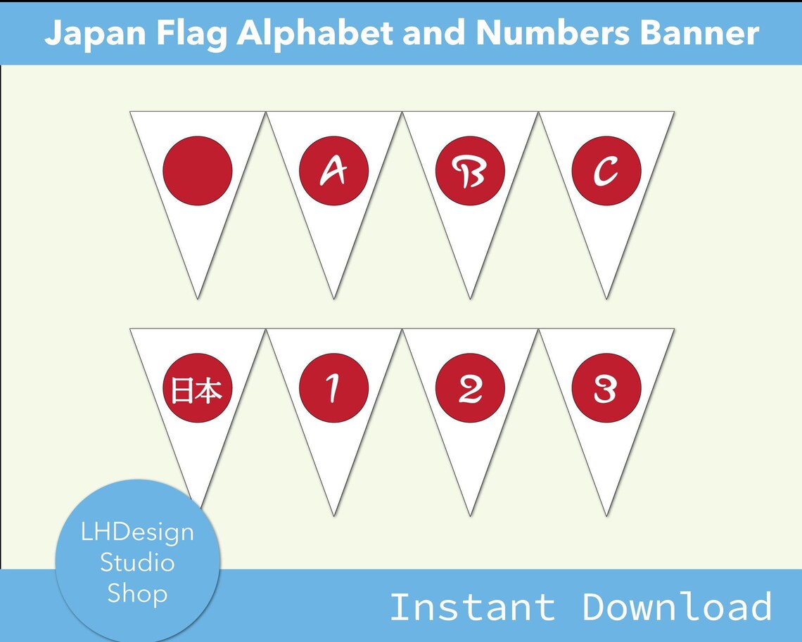 Japan Flag Printable Alphabet Banner - Includes All Letters, Numbers ...