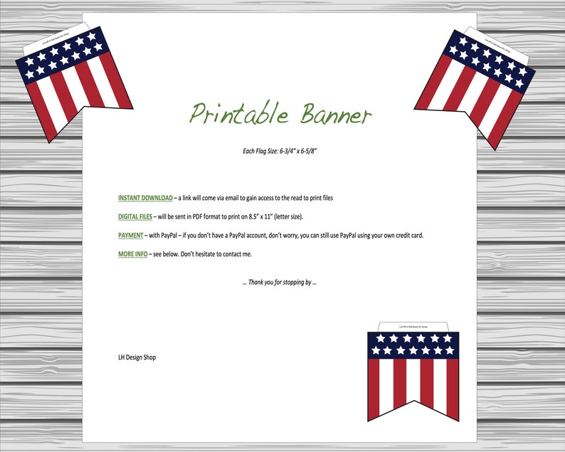 American Flag Happy Birthday Banner - INSTANT DOWNLOAD - Digital File ...