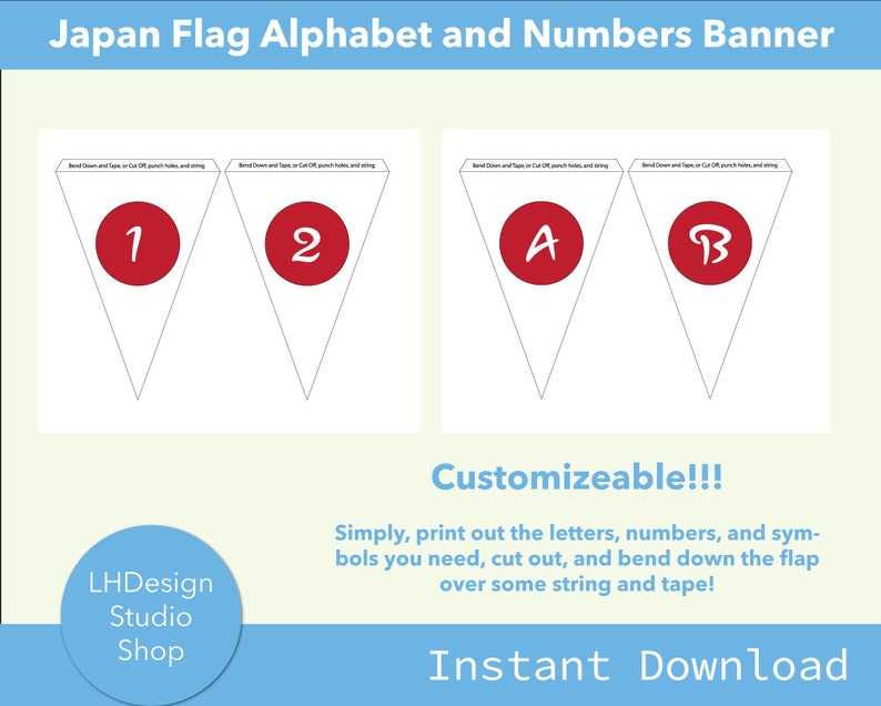 Japan Flag Printable Alphabet Banner - Includes All Letters, Numbers ...