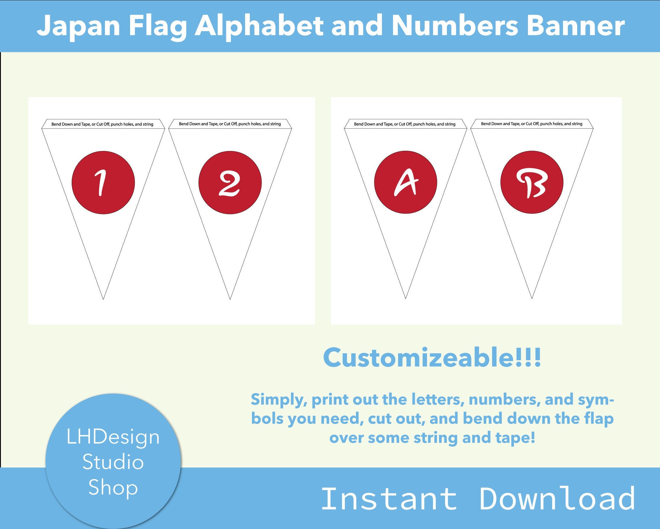 Japan Flag Printable Alphabet Banner - Includes All Letters, Numbers ...
