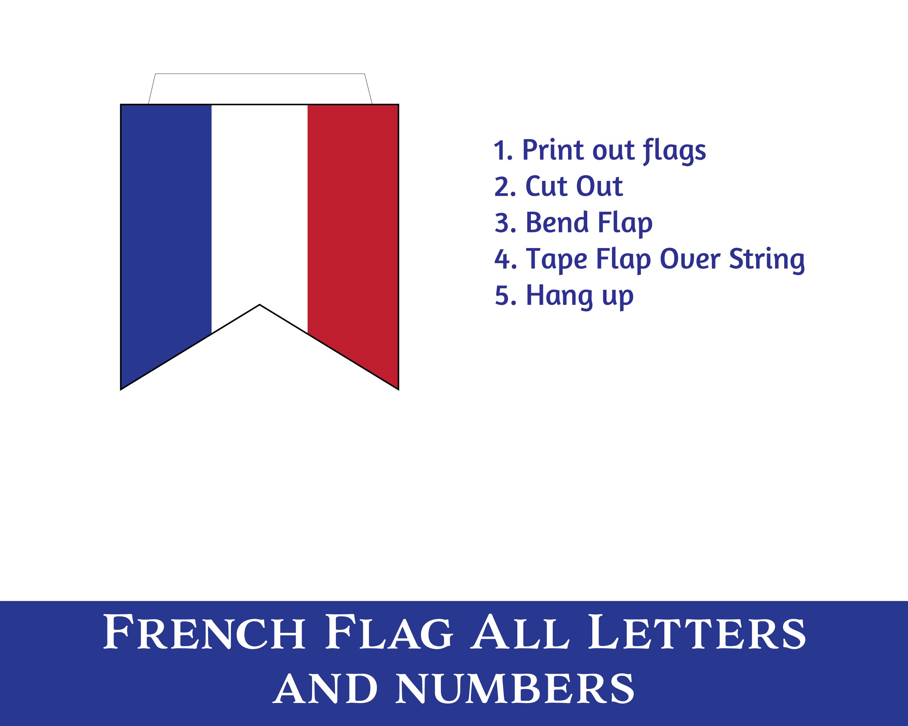French Flag Alphabet, Letters, and Numbers Banner, INSTANT DOWNLOAD ...