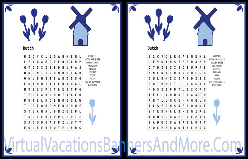 Dutch Delftware Word Search Printable Game - INSTANT DOWNLOAD - PDF ...