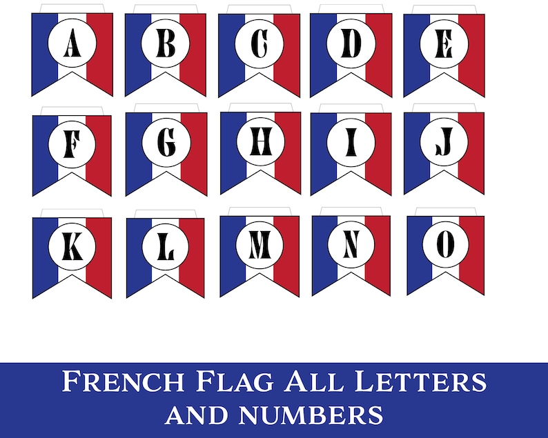 French Flag Alphabet, Letters, and Numbers Banner, INSTANT DOWNLOAD ...