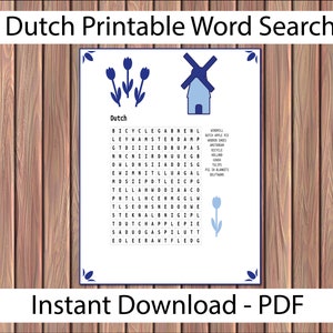 Dutch Delftware Word Search Printable Game - INSTANT DOWNLOAD - PDF ...