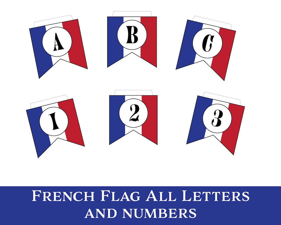 French Flag Alphabet, Letters, and Numbers Banner, INSTANT DOWNLOAD ...