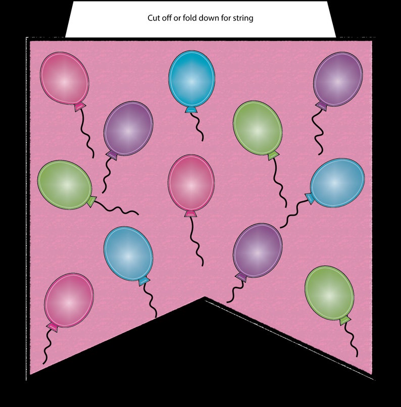 Happy Birthday Balloons Printable Banner - Instant Download PDF Digital ...