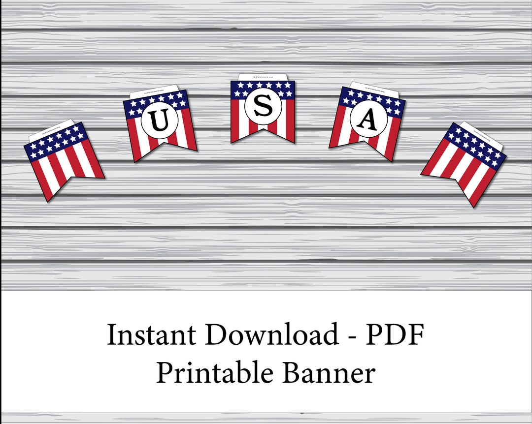 4th of July USA Banner - Instant Download - Patriotic Flag DIY ...