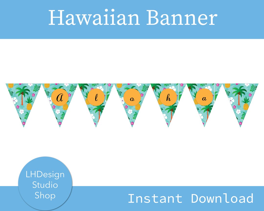 Hawaiian Aloha Banner Printable Bunting Beach Theme Party - Etsy