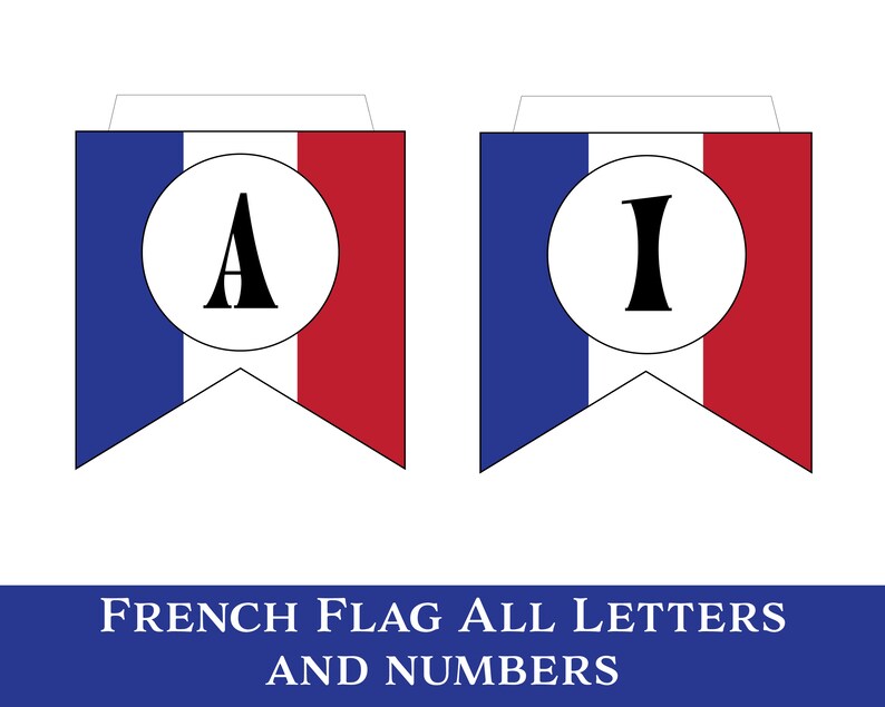 French Flag Alphabet, Letters, and Numbers Banner, INSTANT DOWNLOAD ...