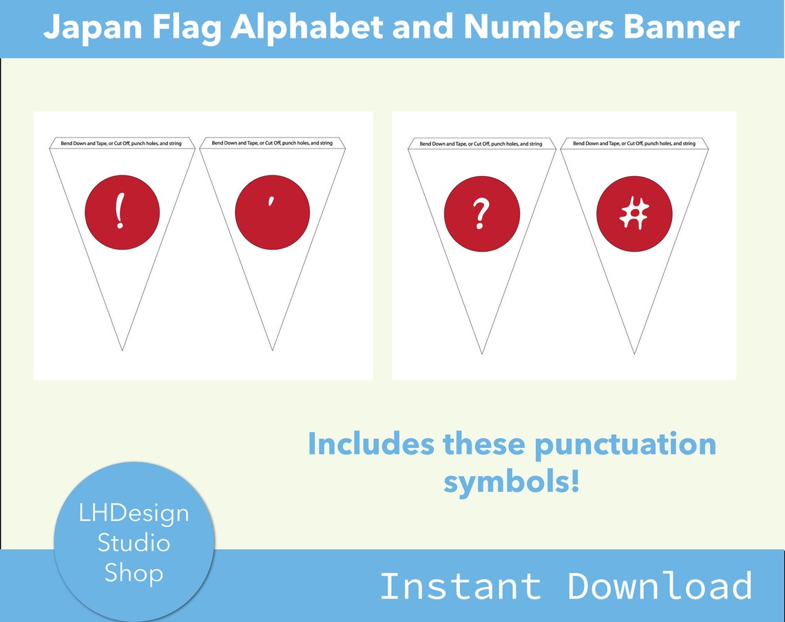 Japan Flag Printable Alphabet Banner - Includes All Letters, Numbers ...