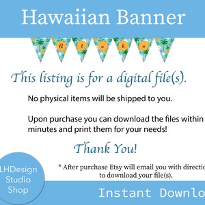Hawaiian Aloha Banner Printable Bunting Beach theme party | Etsy