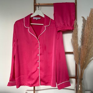 Women's Bright Pink Personalised Pyjamas Womens Pink Pyjama Gift ...