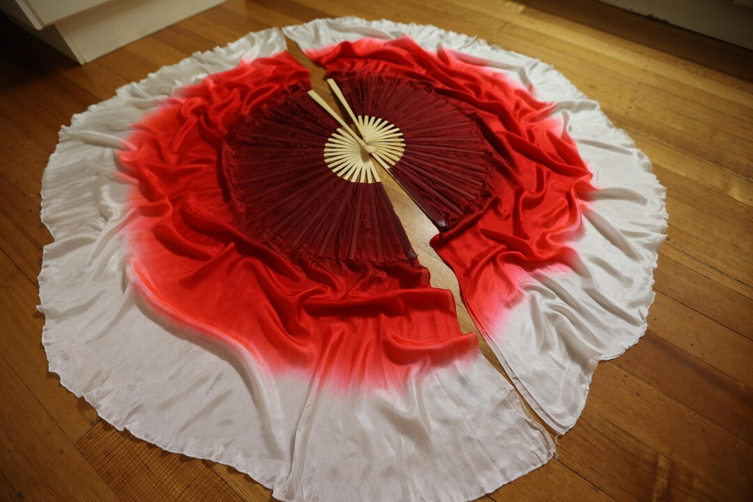 White Crimson Half Moon Fans made to Order - Etsy